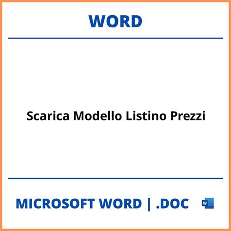 Listino Prezzi Bar Da Compilare Word