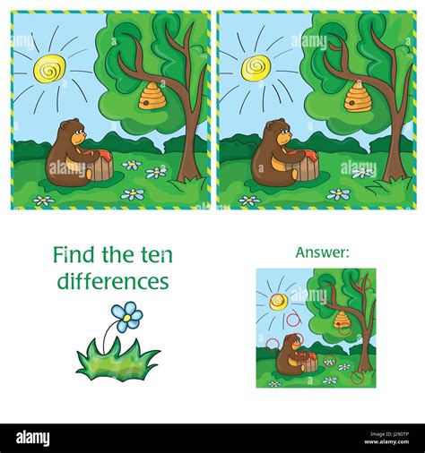 Ilustración vectorial de dibujos animados de encontrar diferencias