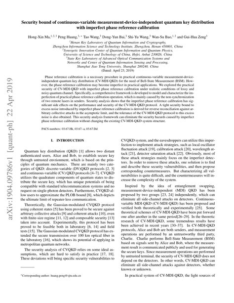 pdf security bound of continuous variable measurement device independent quantum key
