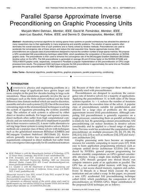 pdf parallel sparse approximate inverse preconditioning on graphic processing units