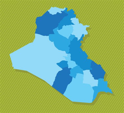 Iraq Map With Regions Blue Political Map Green Background Vector