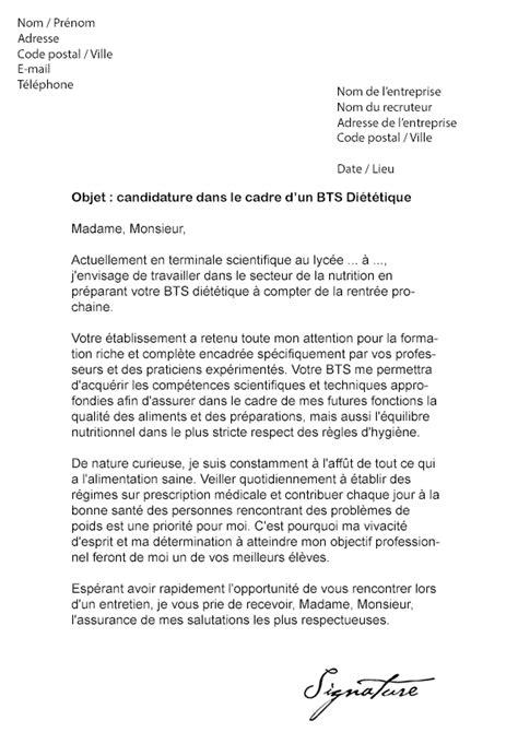 lettre de motivation parcoursup bts diététique lettre motivation