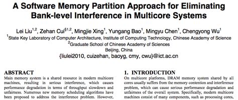 a software memory partition approach for eliminating bank level interference in multicore