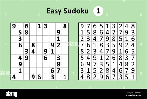 Sudoku Game With Answers Easy Complexity Simple Vector Stock Vector