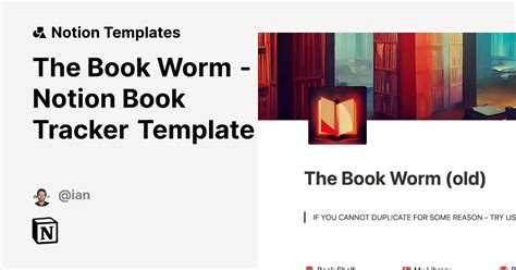 The Book Worm Notion Book Tracker Template Template By Ian Dikhtiar