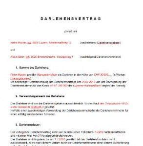 Darlehensvertrag Muster