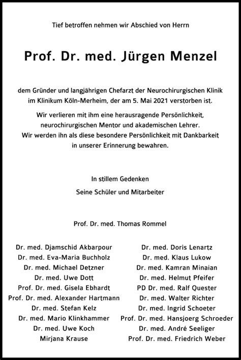 Traueranzeigen von Jürgen Menzel WirTrauern