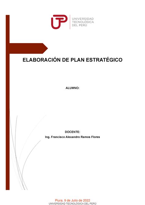 AC S15 Semana 15 1 ELABORACIÓN DE PLAN ESTRATÉGICO ALUMNO DOCENTE