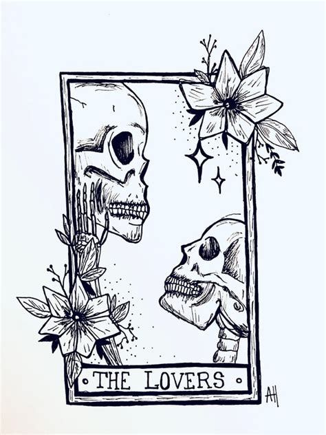 The Lovers Tarot Card Art Work Etsy