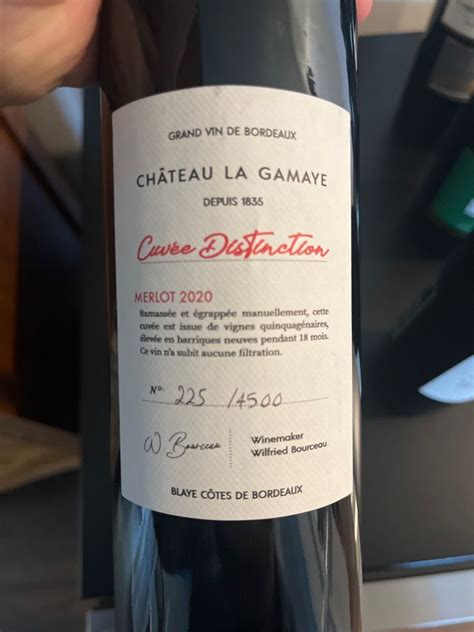 2020 Château La Gamaye Merlot Blaye Côtes de Bordeaux Cuvée Distinction