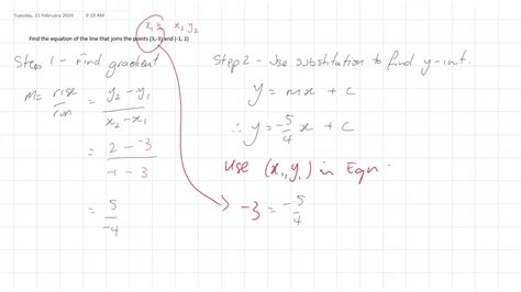 find equation of line joining two points youtube