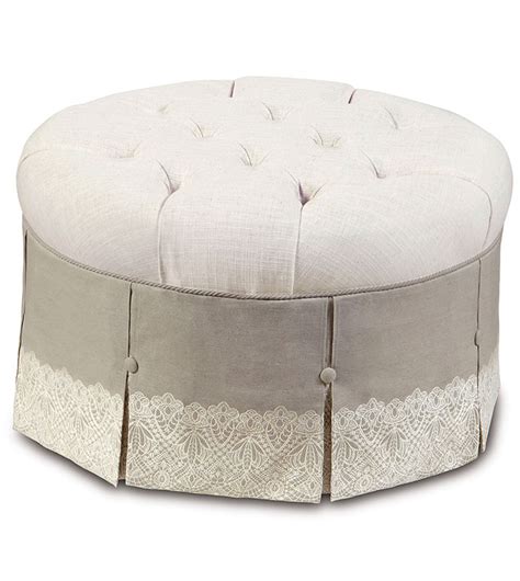 Ledger White Round Ottoman Eastern Accents