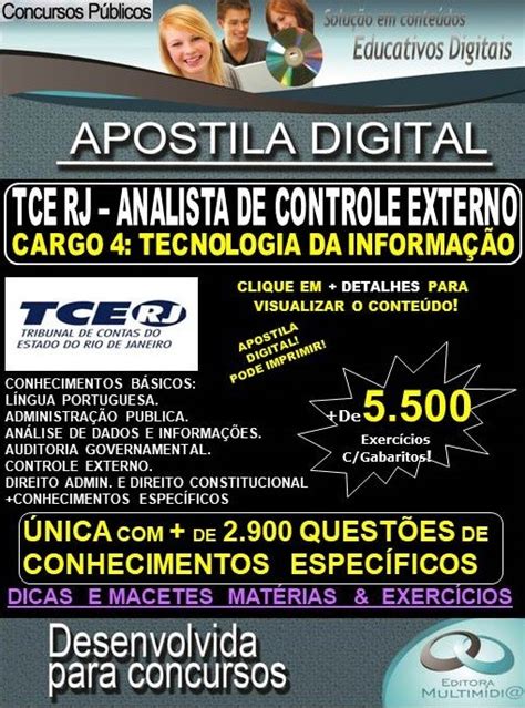 Apostila TCE RJ AUDITOR DE CONTROLE EXTERNO CARGO 4 TECNOLOGIA DA