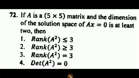 rank nullity theorem for matrices youtube