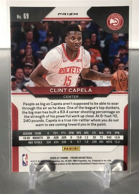 2020 21 Panini Prizm Basketball Clint Capela Silver 69 Atlanta Hawks
