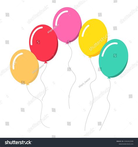 Balloon Cartoon Style Bunch Balloons Birthday Stock Vector Royalty