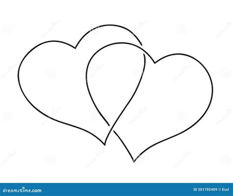 L Nea Continua Dibujo Del Arte Los Dos Corazones Son El S Mbolo De