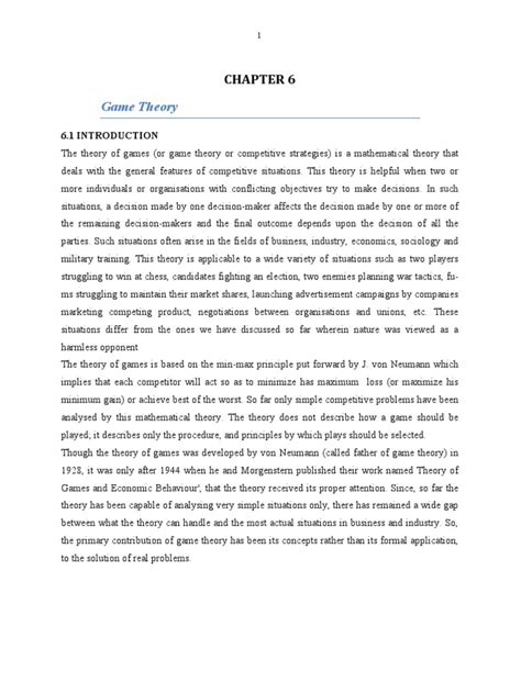 game theory models explained pdf maxima and minima game theory
