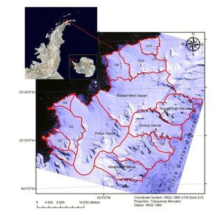 Mapa de localização das geleiras selecionadas para o estudo Os