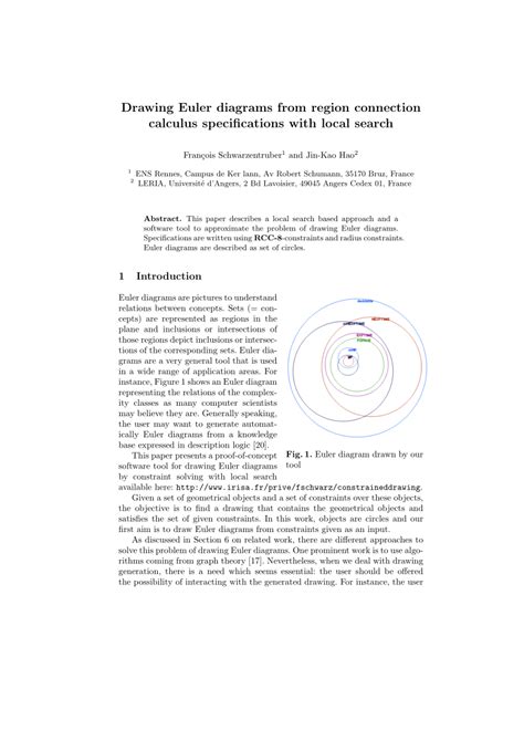pdf drawing euler diagrams from region connection calculus specifications with local search