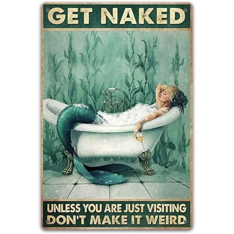 Poster Mermaid Get Naked D Coration Murale Artistique Plaque En