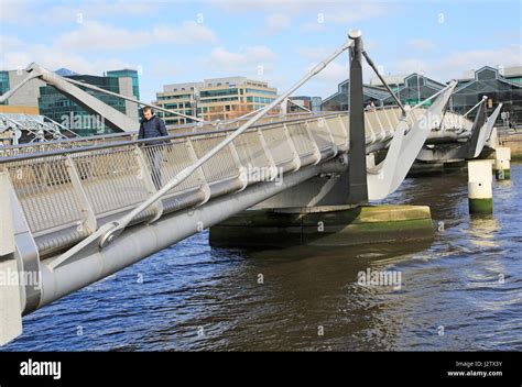 Sean O Casey Bridge Crossing River Liffey Dublin Docklands Ireland