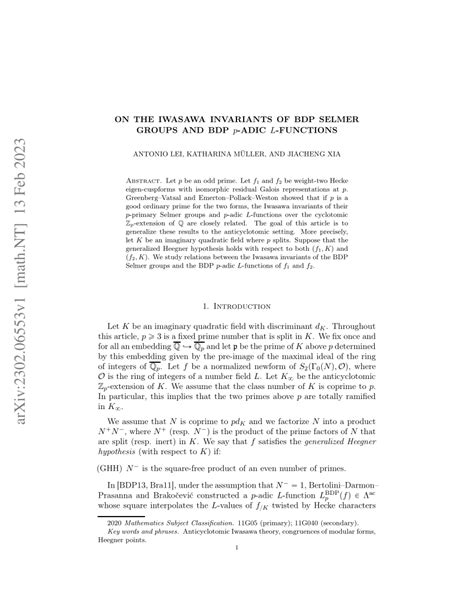 pdf on the iwasawa invariants of bdp selmer groups and bdp p adic l fucntions