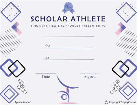 Free Scholar Athlete Certificate Template TrophyCentral