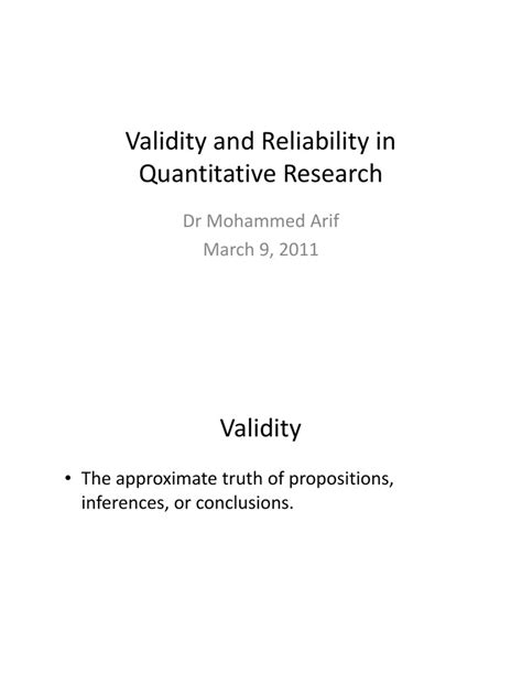 validity and reliability in quantitative research pdf validity statistics sampling