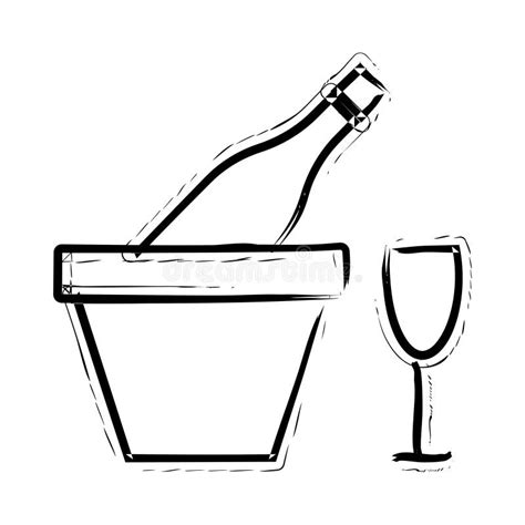 Linha De Cor Fina cone Do Vinho Do Vetor Ilustração do Vetor