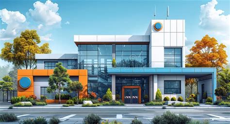 Front View Of Small Office Building City Building Icon Stock