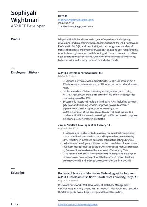 Top Asp Net Developer Resume Objective Examples