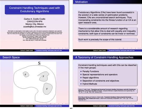 constraint handling techniques used with evolutionary algorithms proceedings of the genetic