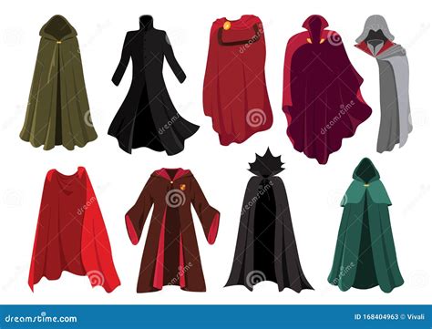 Vector Set Of Cloaks Cloaks Party Clothing And Capes Costume Set