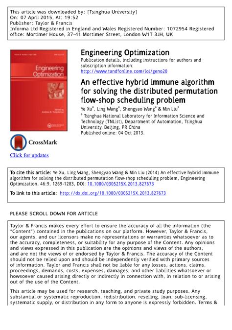 pdf an effective hybrid immune algorithm for solving the distributed permutation flow shop