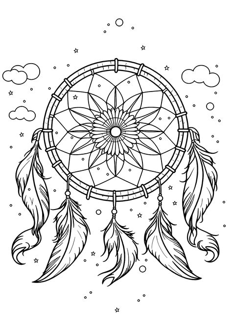 Attrape rêve et nuages Coloriage Attrape Rêves Dreamcatchers pour