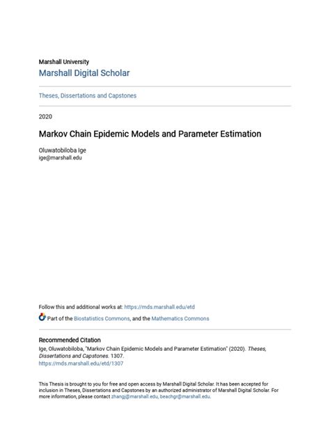 markov chain epidemic models and parameter estimation pdf markov chain infection