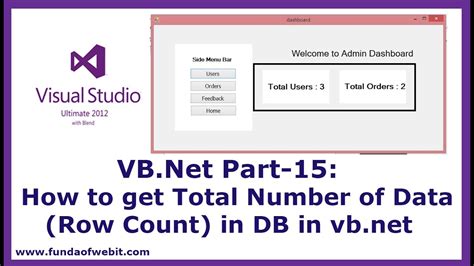 VB Net Part 15 How To Get Total Number Of Records Row Count In