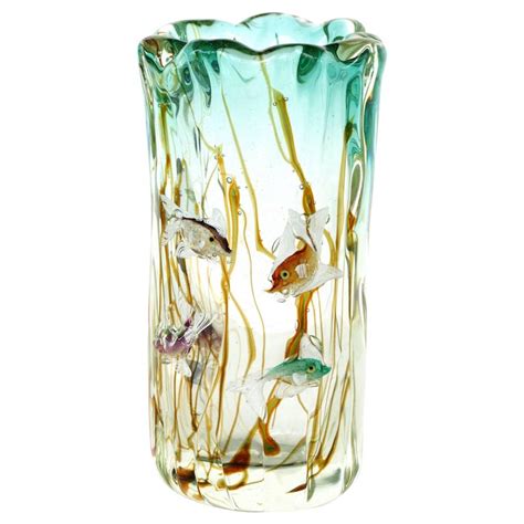 Alfredo Barbini Murano Aquarium Vase Italian 1950s At 1stdibs