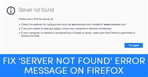 How To Fix Server Not Found Error Message On Firefox