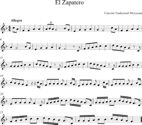 El Zapatero Partitura para flauta dulce Descubriendo la Música