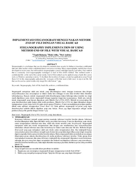 pdf implementasi steganografi menggunakan metode end of file dengan visual basic 6 0