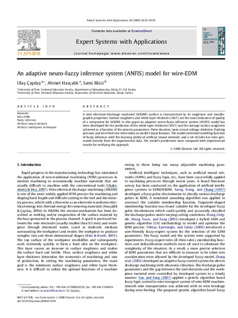 pdf an adaptive neuro fuzzy inference system anfis model for wire edm sami ekici