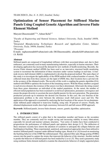 pdf optimization of sensor placement for stiffened marine panels using coupled genetic