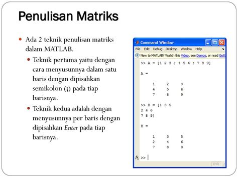 mengaplikasikan matriks dalam matlab