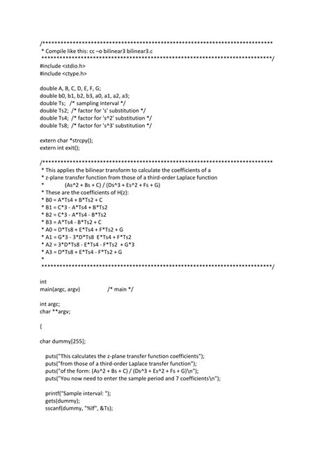 pdf bilinear transform calculator