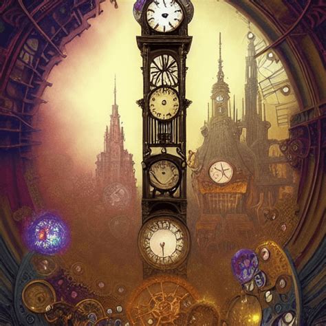 Clock Towers Steampunk Gothic Digital Painting Creative Fabrica