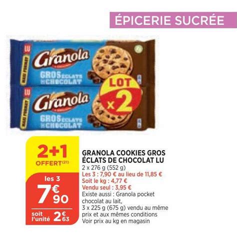 Offre Granola Cookies Gros éclats De Chocolat Lu chez Bi1
