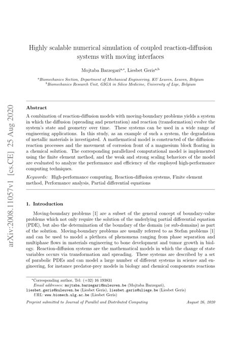 pdf highly scalable numerical simulation of coupled reaction diffusion systems with moving