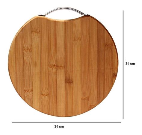 Tabla Madera Bamboo Redonda Para Picar D 34 X 1 8 Cm Con Asa 349 00